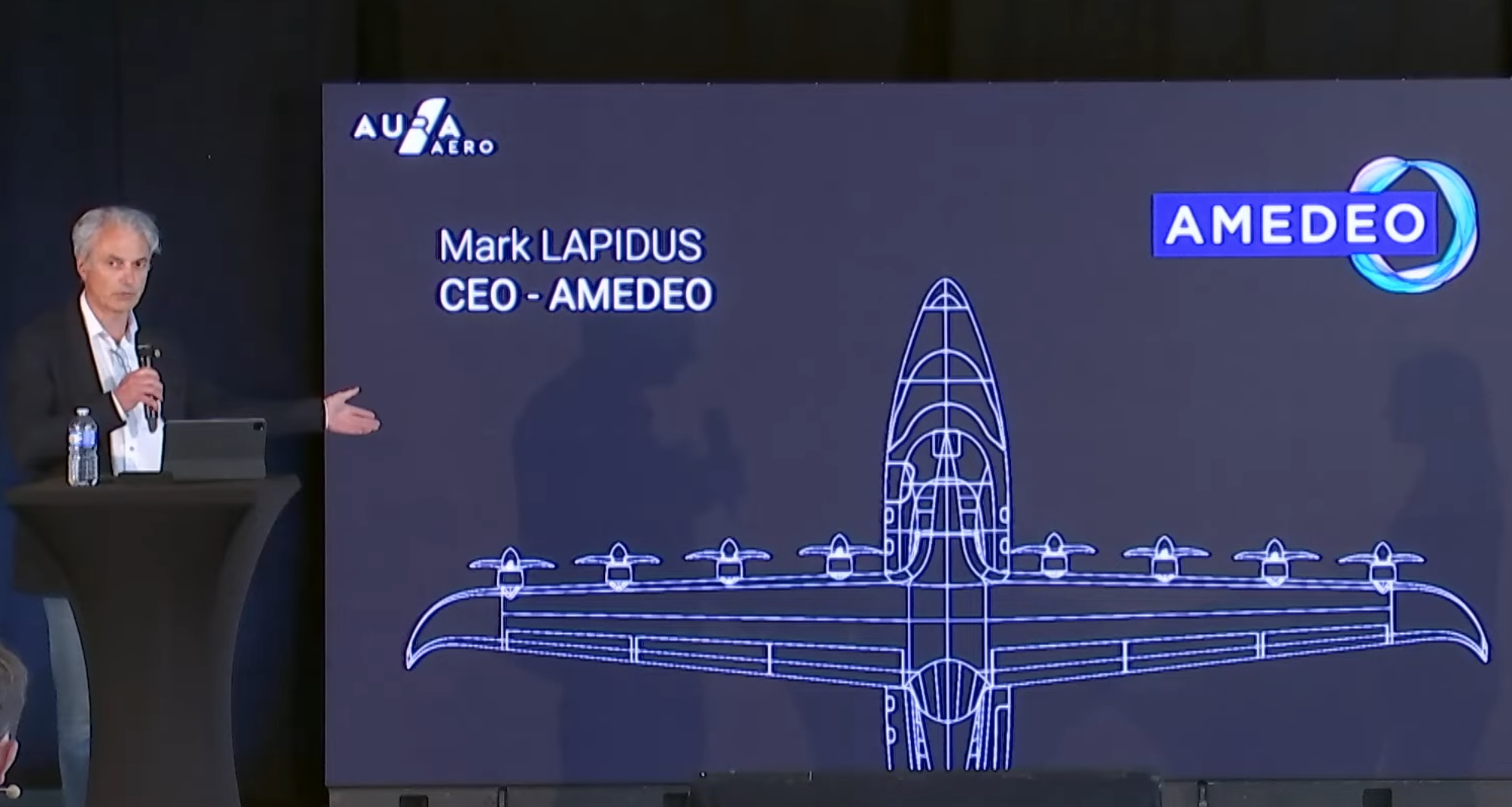 Amedeo CEO, Mark Lapidus speaks at the Aura-Aero "Aura Day" event - Amedeo
